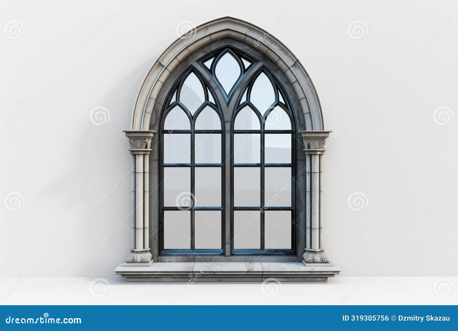 Stone Arch Window in White Wall Stock Photo - Image of exterior, city ...