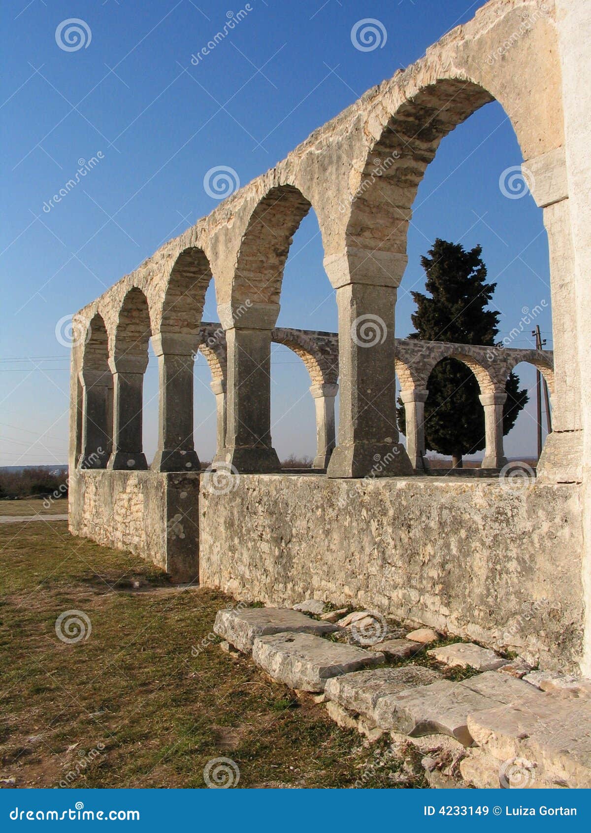 Stone arches stock image. Image of sunny, croatia, church - 4233149