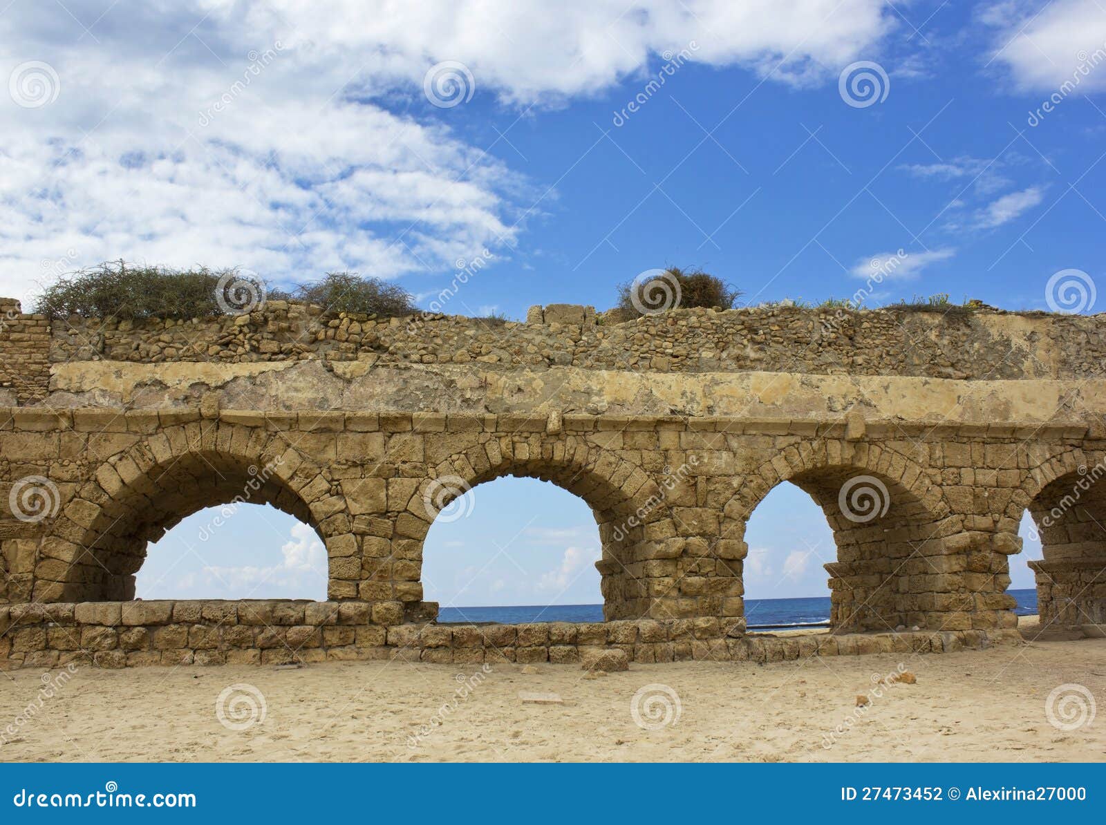 Stone Arches of Ancient Roman Aqueduct Stock Photo - Image of ancient ...