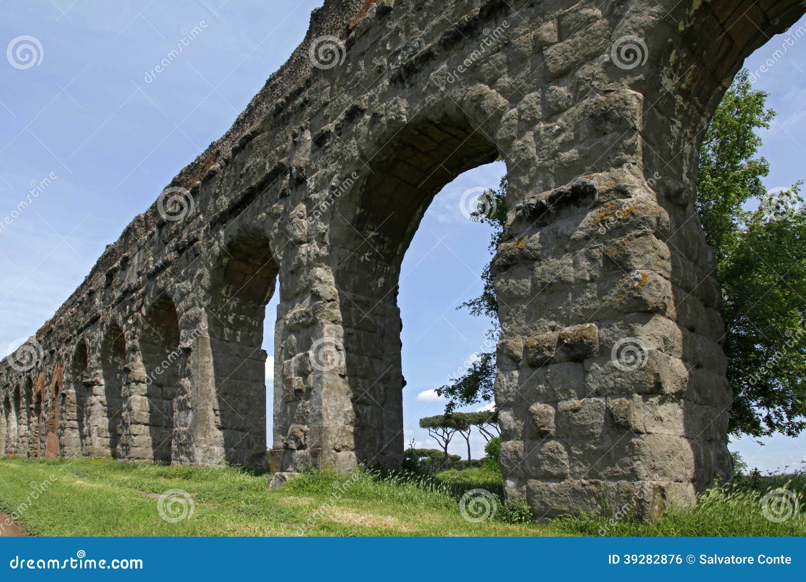 Stone Arches of Ancient Roman Aqueduct, Rome Stock Photo - Image of ...