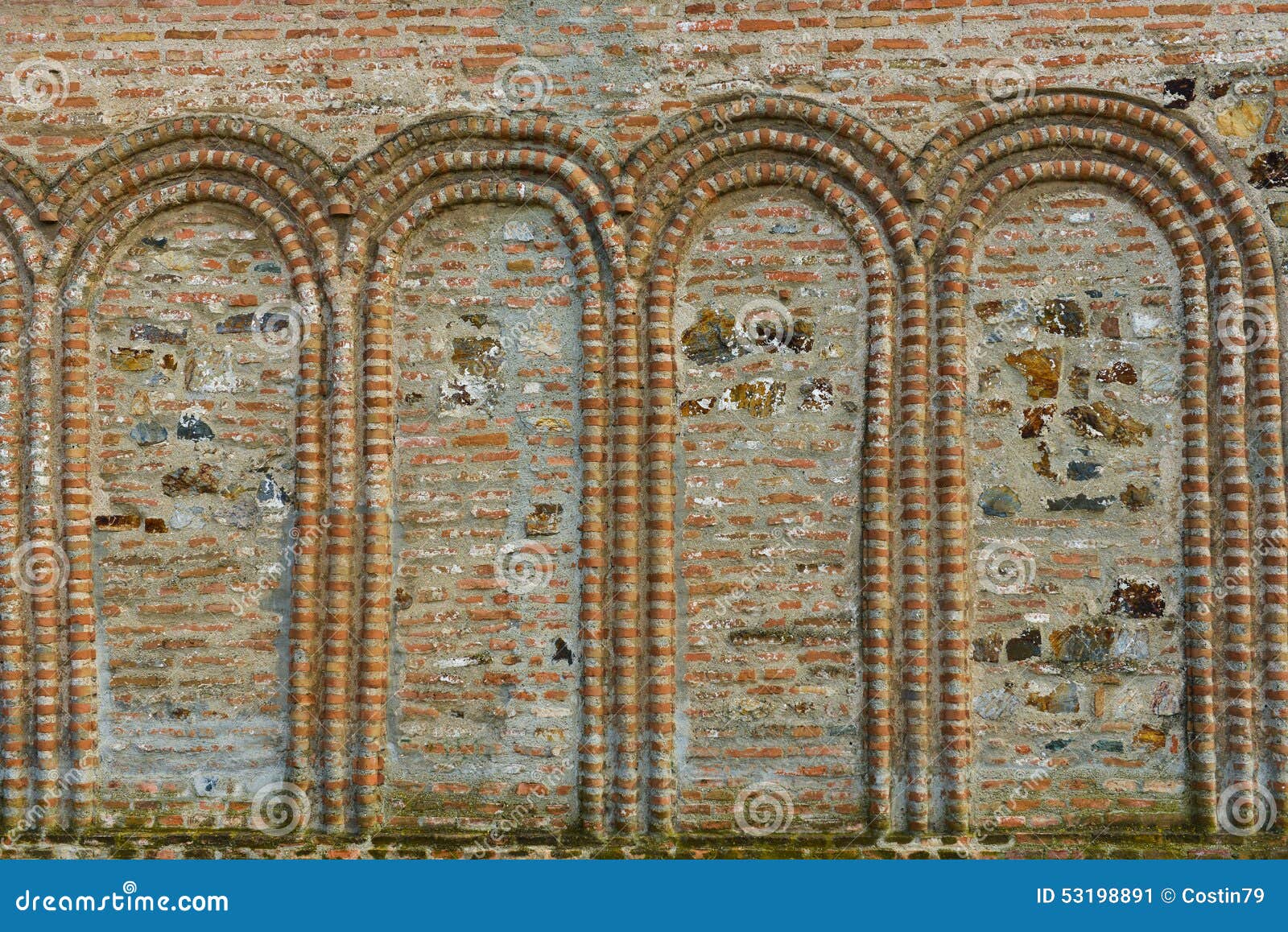 Stone Arches on a Ancient Wall Stock Image - Image of building ...
