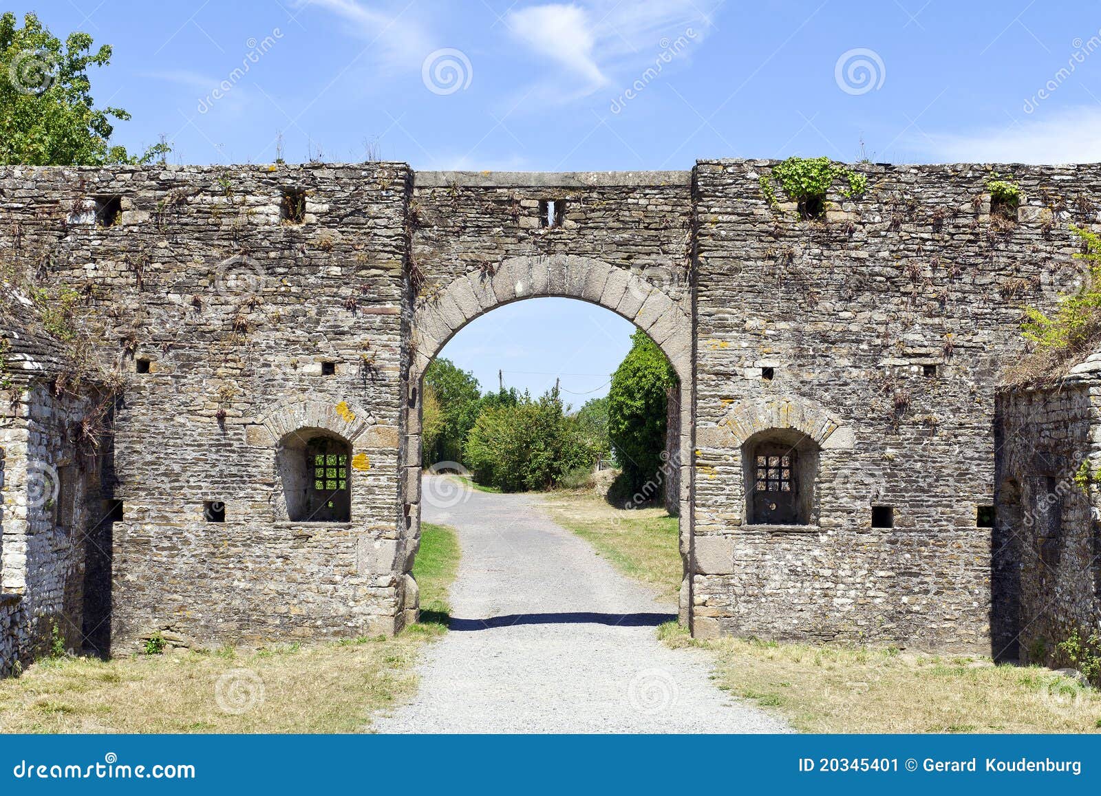 Stone Arches Entree of Fortified Castle Stock Image - Image of wall ...