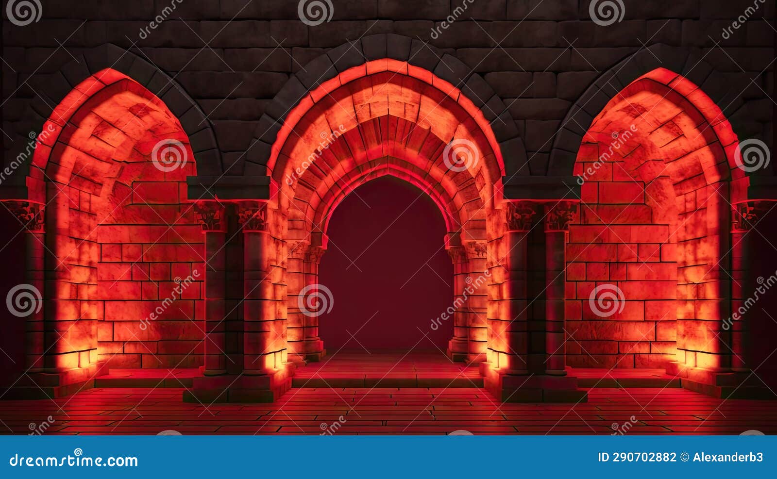 Stone Arches with Flames. Embracing the Essence of Ancient Classic ...
