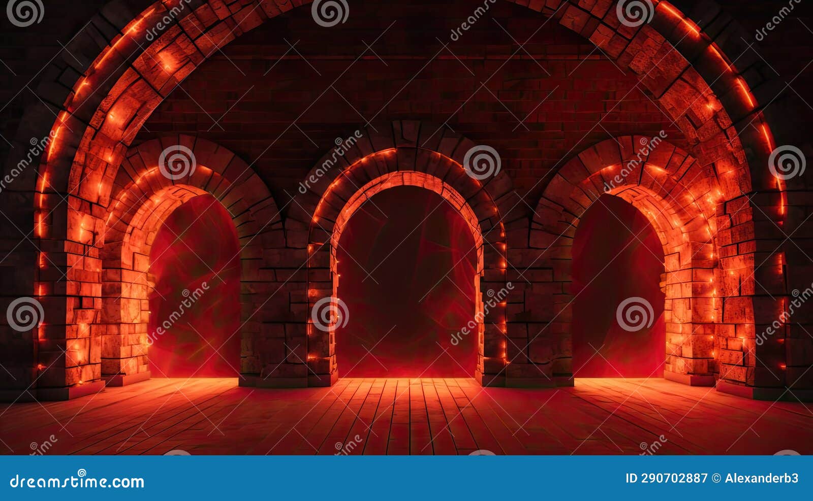 Stone Arches with Flames. Embracing the Essence of Ancient Classic ...