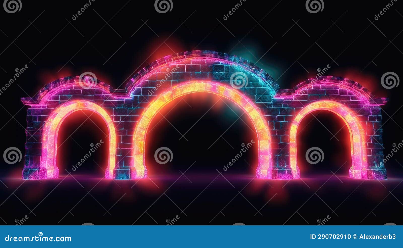 Stone Arches with Flames. Embracing the Essence of Ancient Classic ...