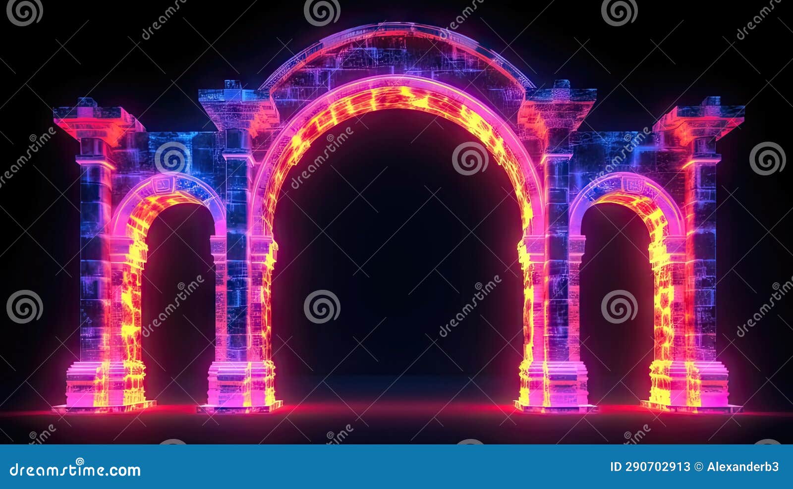Stone Arches with Flames. Embracing the Essence of Ancient Classic ...