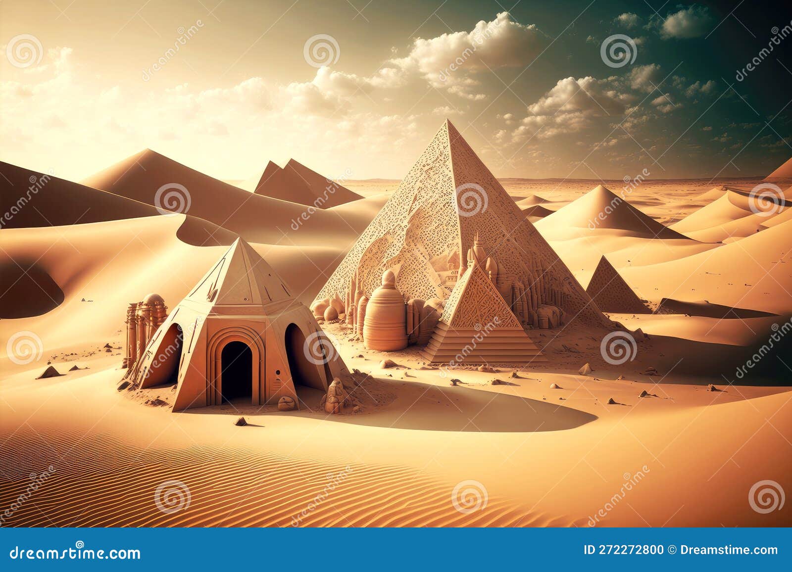 Stone Architectural Structures in Middle of Sandy Desert with Egyptian ...