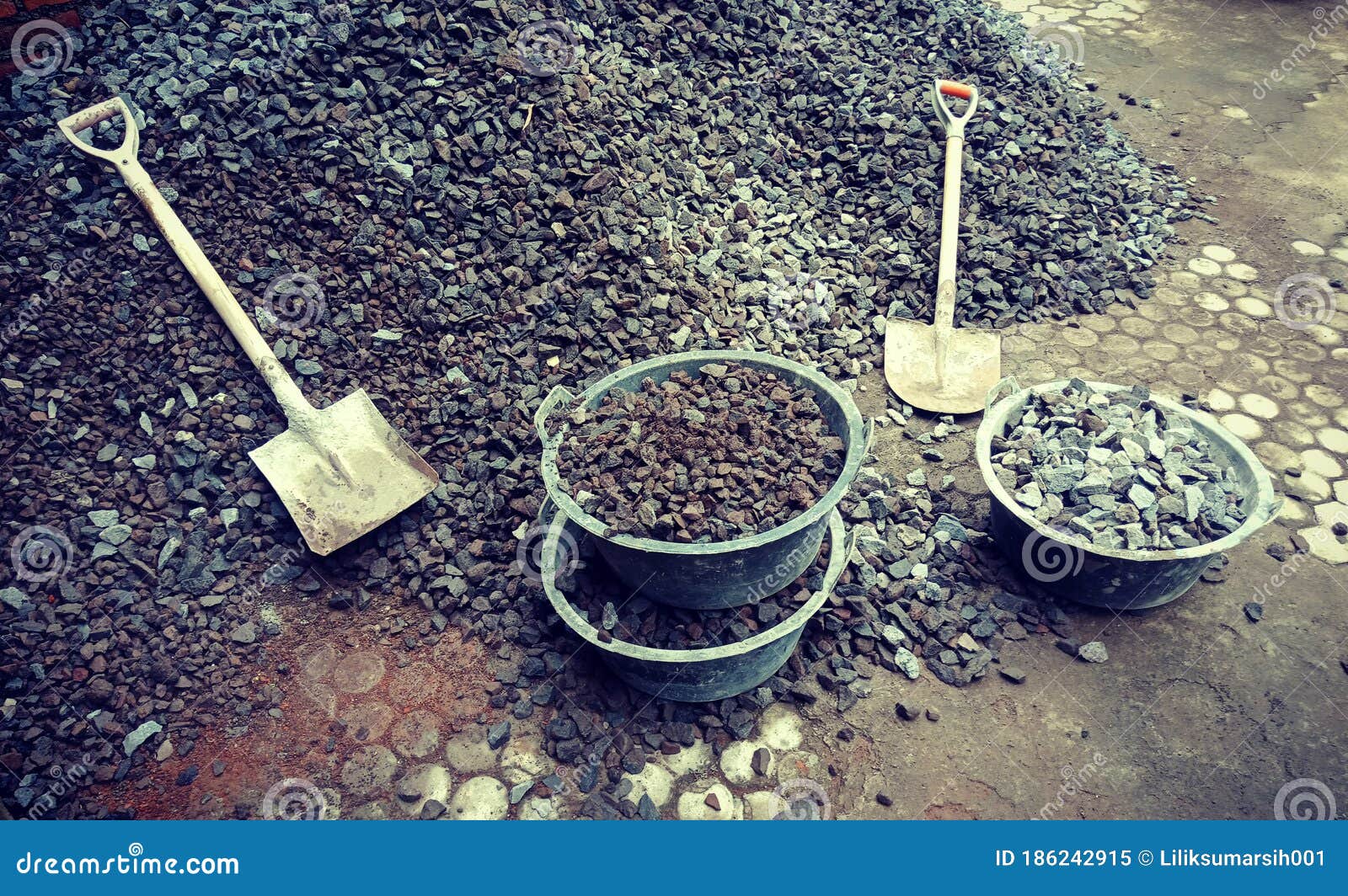 Stone As a Building Material Piled on the Ground is Ready To Use Stock ...