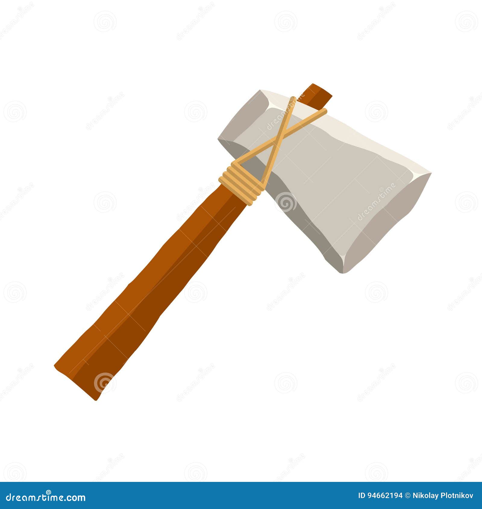 Stone Axe Isolated on White Background. Ancient Tool and Weapon in Flat ...