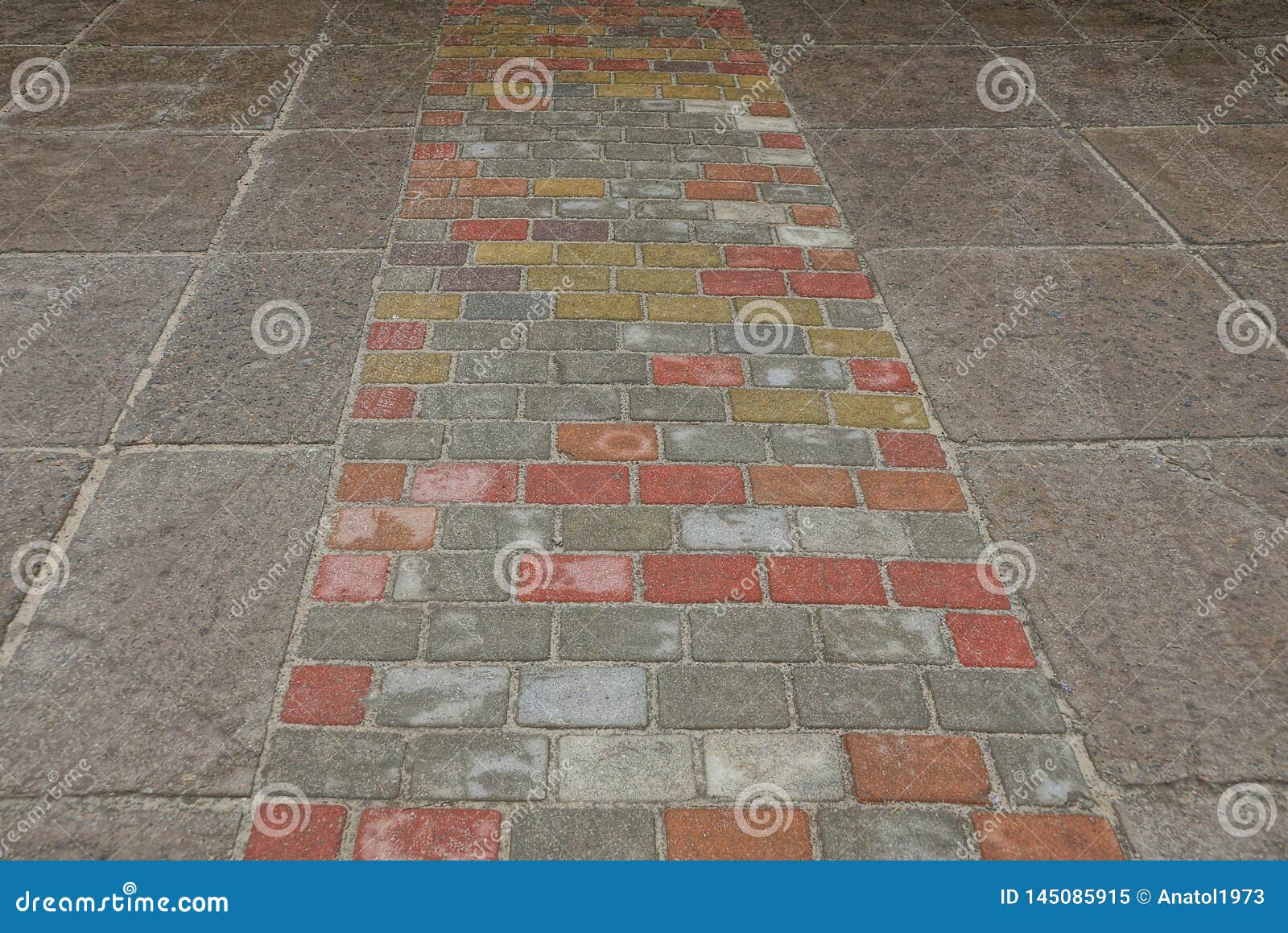 Stone Background of Colored Dirty Paving Bricks and Concrete Slabs on ...