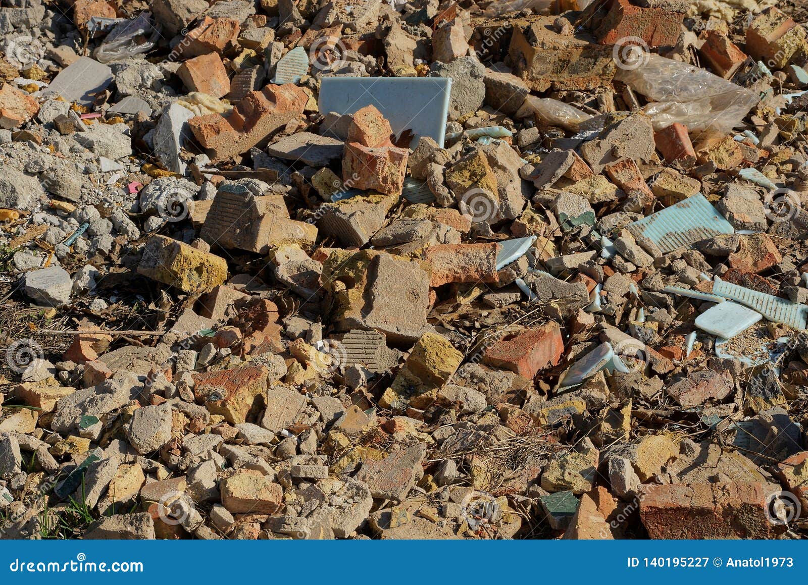 Stone Texture from Garbage Pieces of Brown Bricks and Tiles in a Pile ...