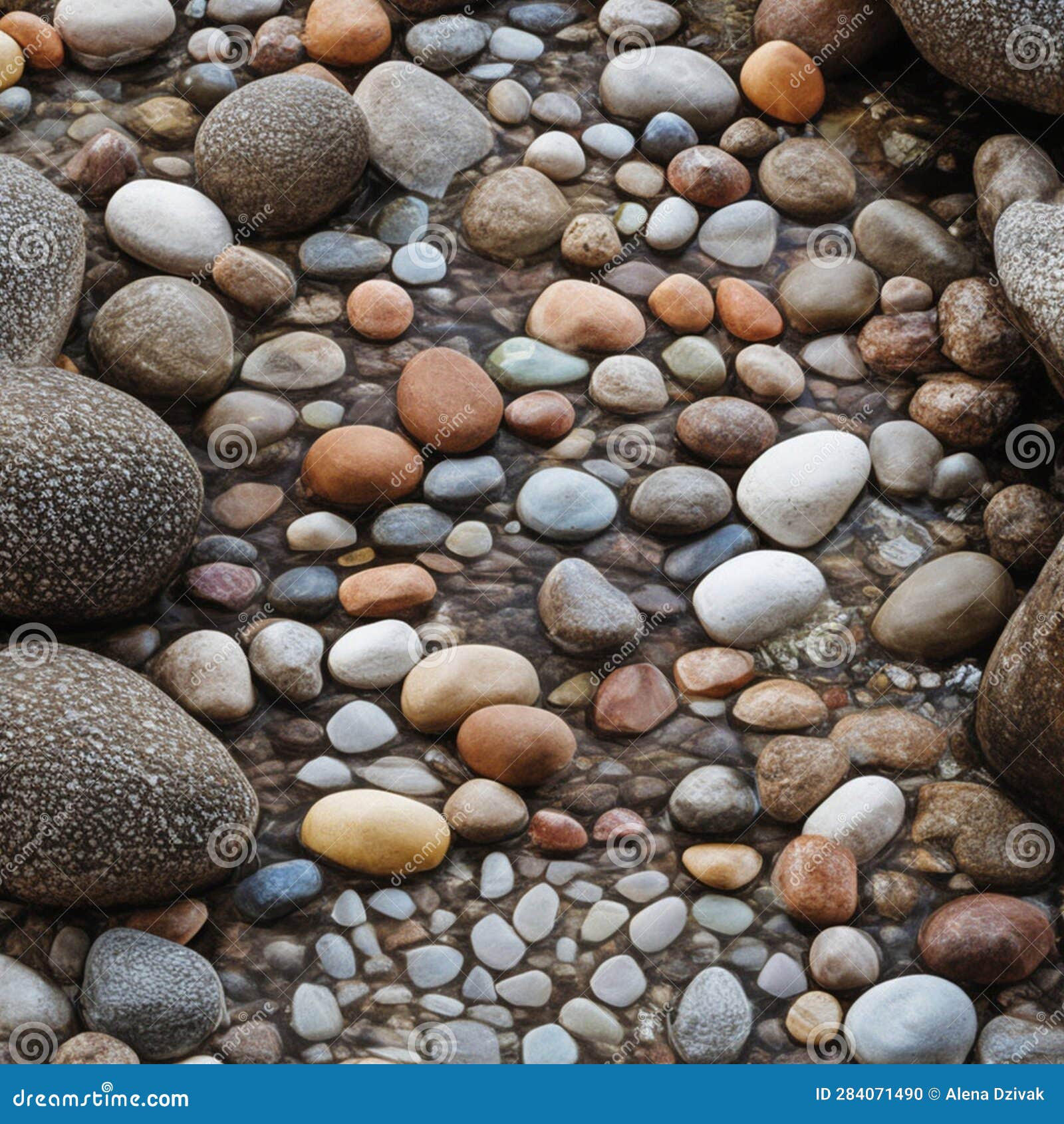 Polished River Stones Shaped By Underwater Currents' Abrasion, AI ...