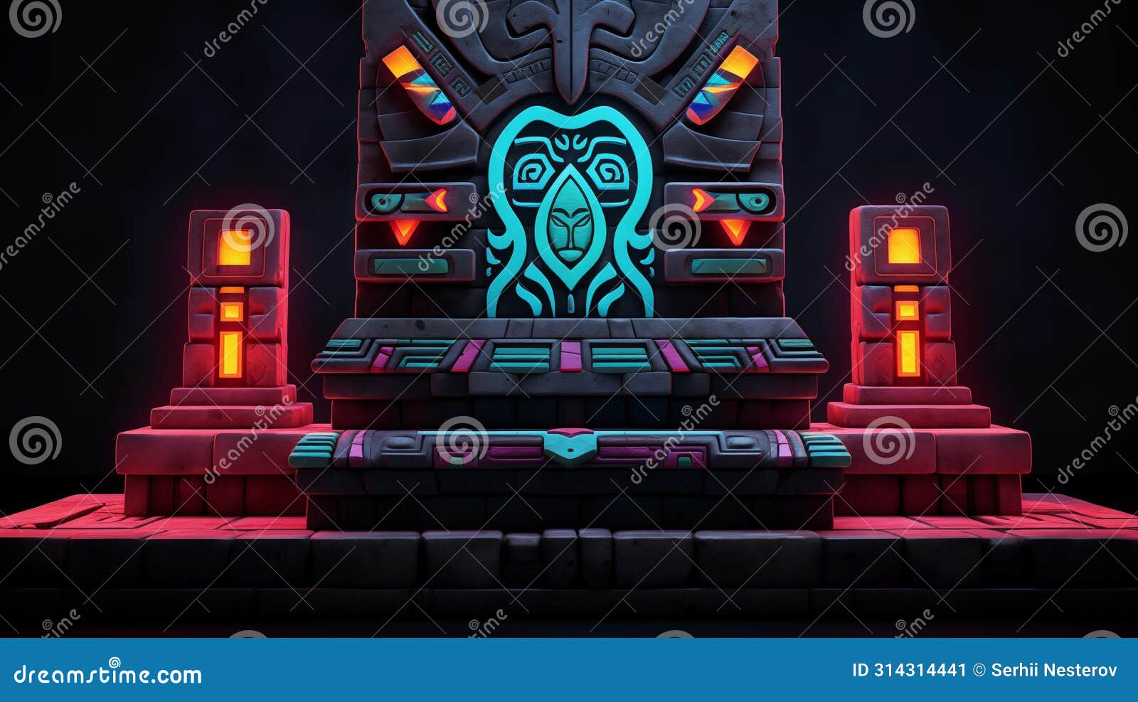 Stone Background with Patterns in the Style of the Aztec Civilization ...