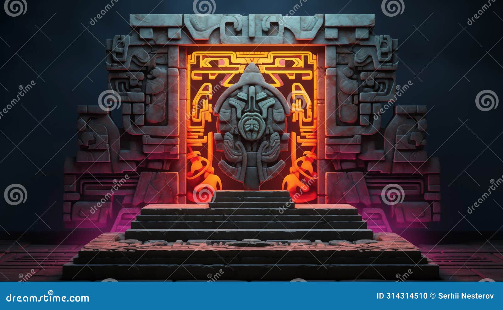 Stone Background with Patterns in the Style of the Aztec Civilization ...