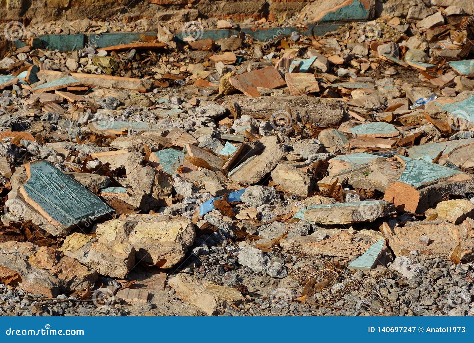 Stone Texture from a Pile of Garbage from Tiles and Bricks on the ...