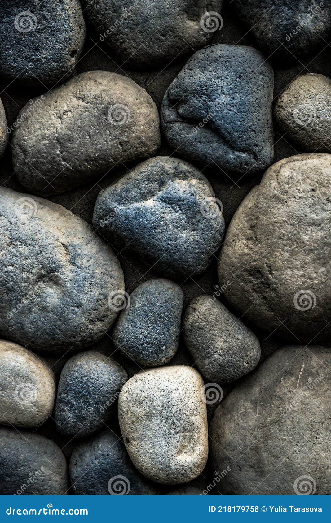 Stone Background. Wall of Rounded Pebbles Stock Photo - Image of garden ...