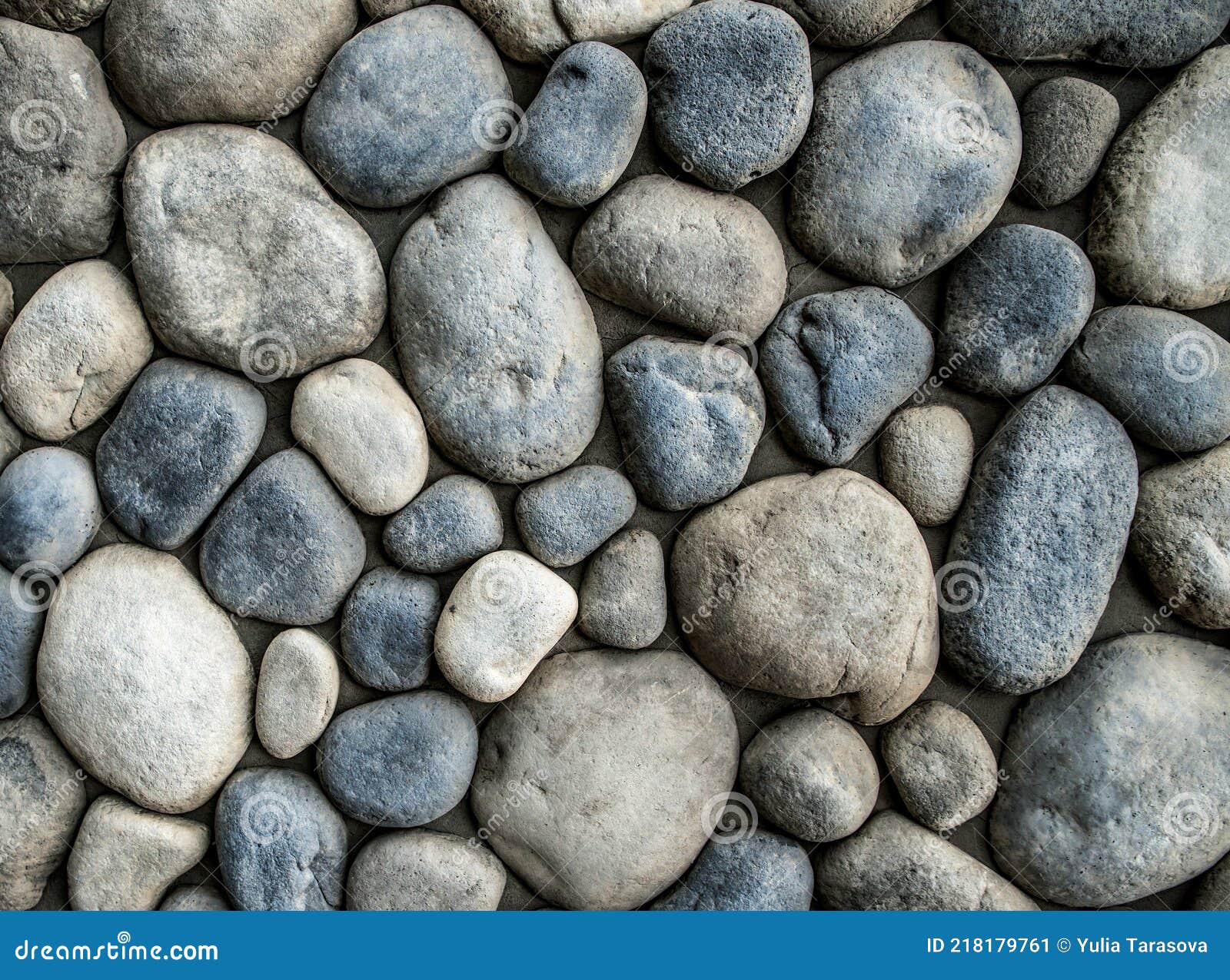 Stone Background. Wall of Rounded Pebbles Stock Image - Image of ...