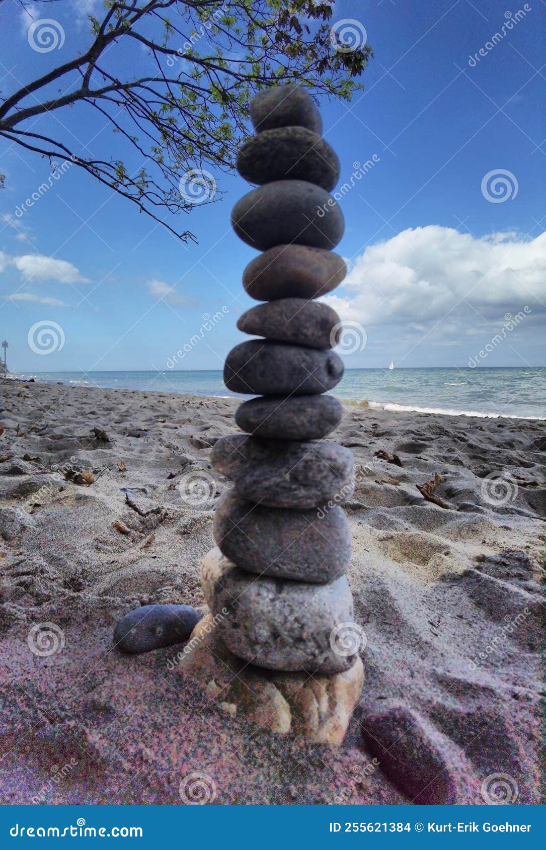Stone Balance on the Beach of the Baltic Sea Stock Photo - Image of ...