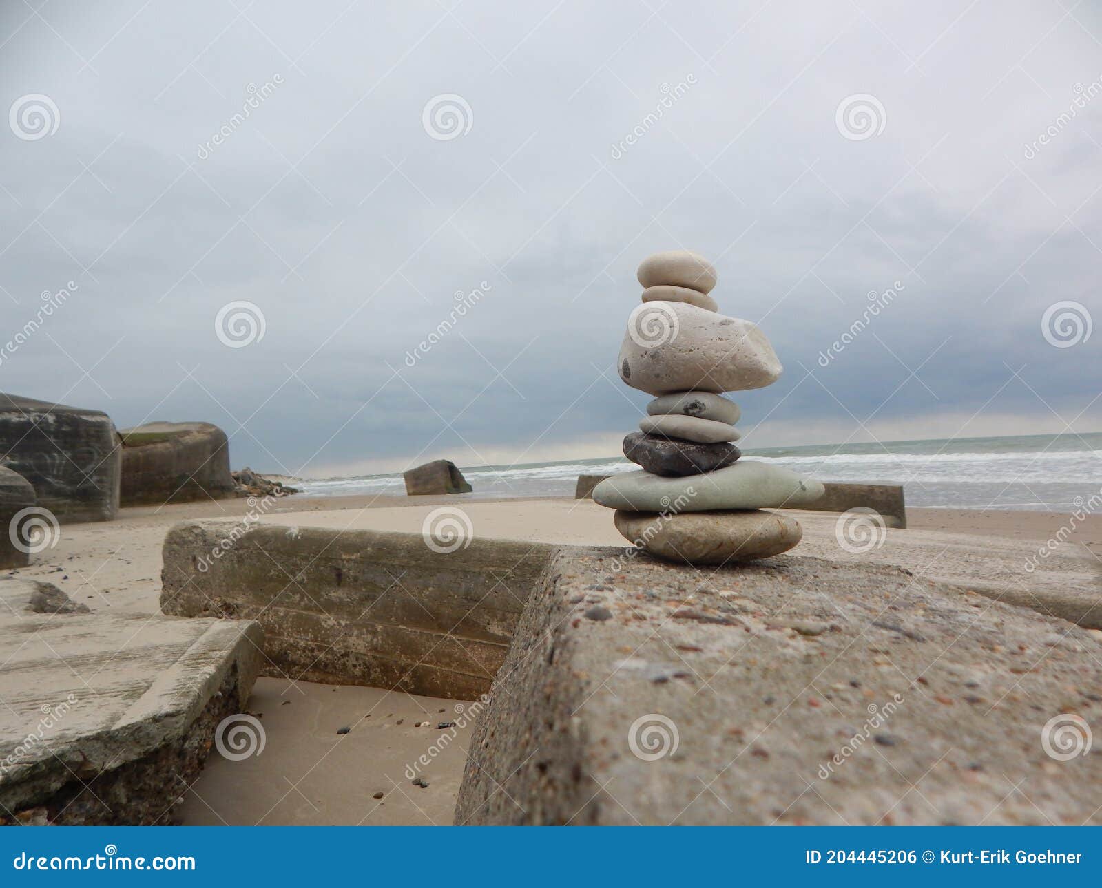 Stone Balance on the Beach of Denmark Stock Photo - Image of sculpture ...
