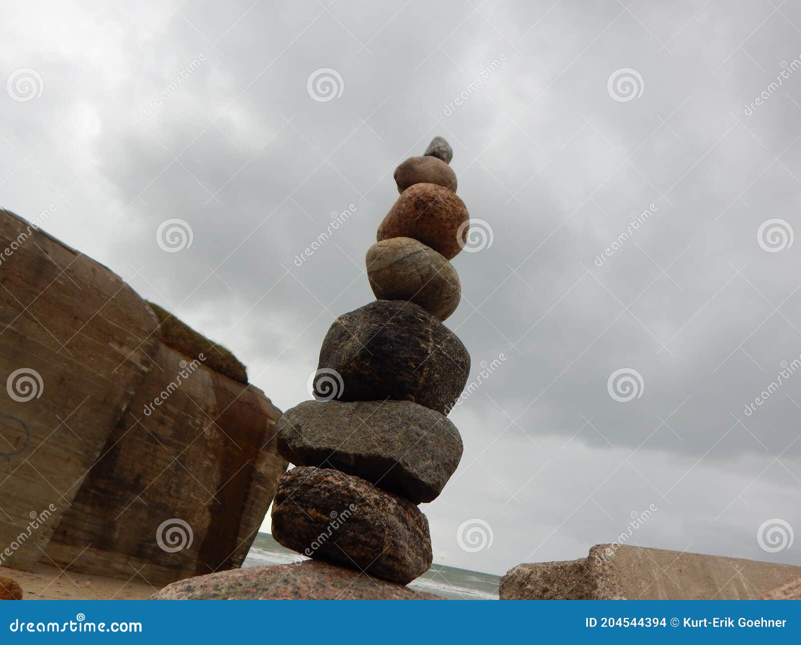 Stone Balance on the Beach of Denmark Stock Photo - Image of ruins ...