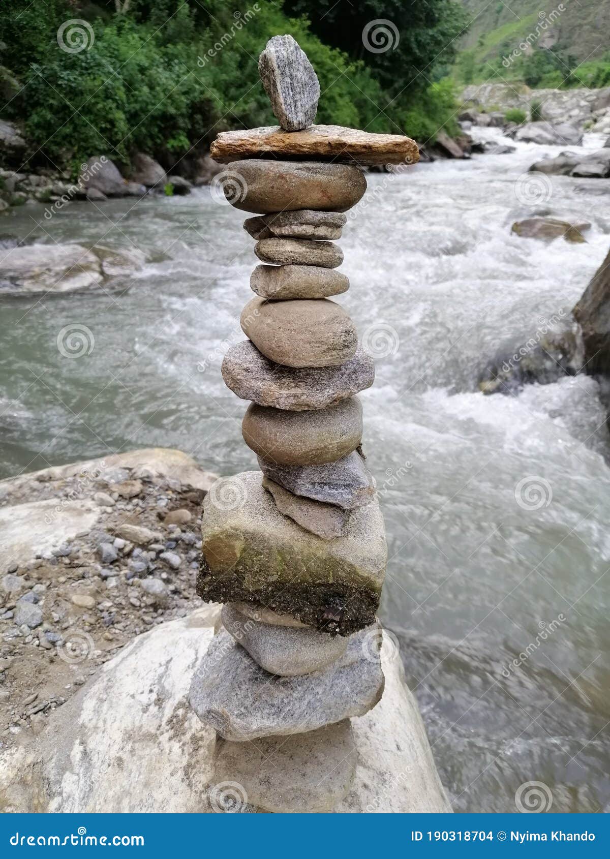 Stone Balancing at River Side Stock Photo - Image of waterfall, rapid ...