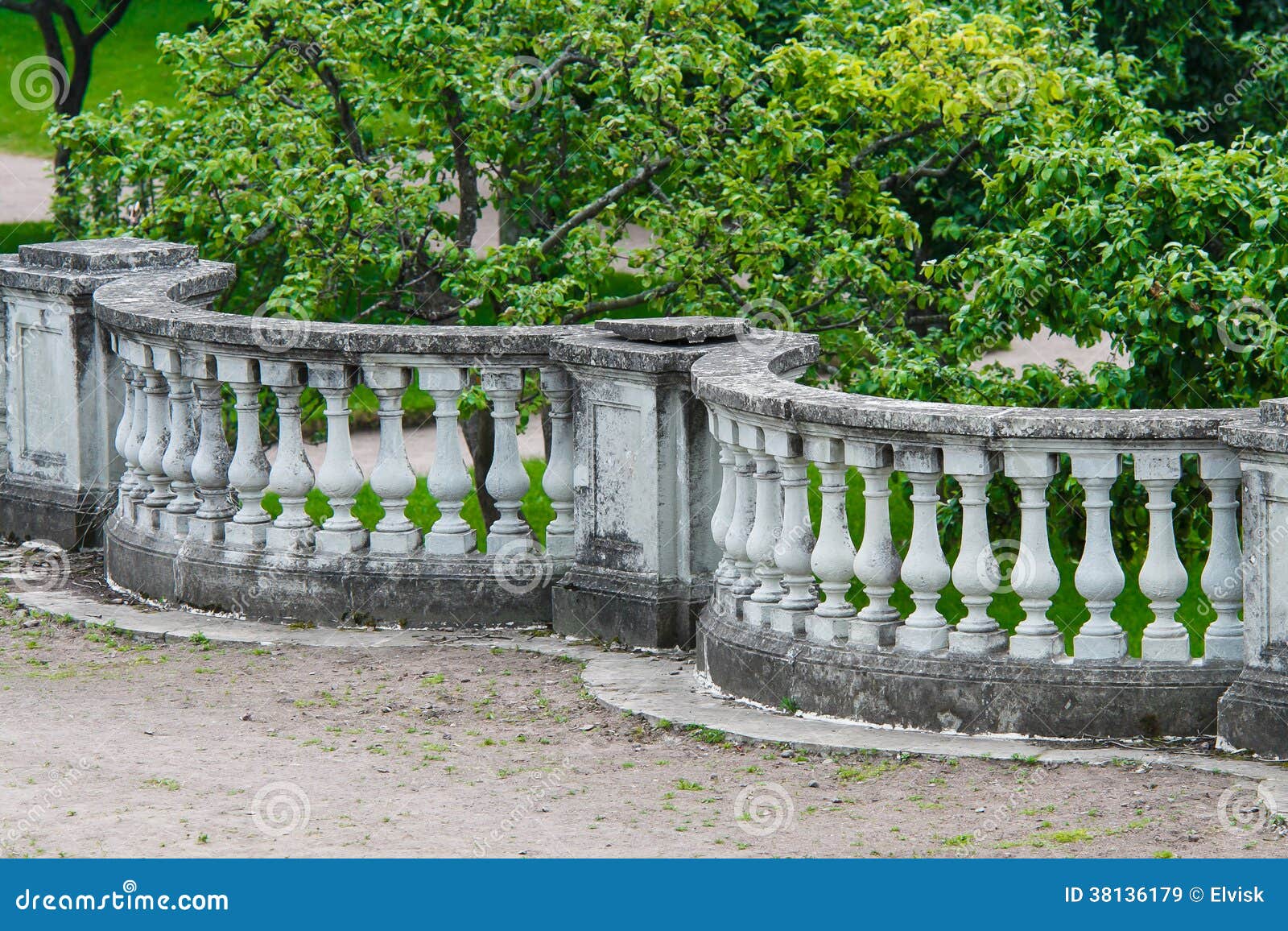 Stone Balustrade. Railing With Antique Pillars. Classic Architecture ...