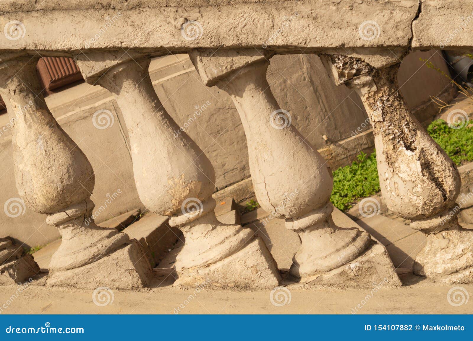 Stone Balustrade. Railing with Antique Pillars Stock Photo - Image of ...