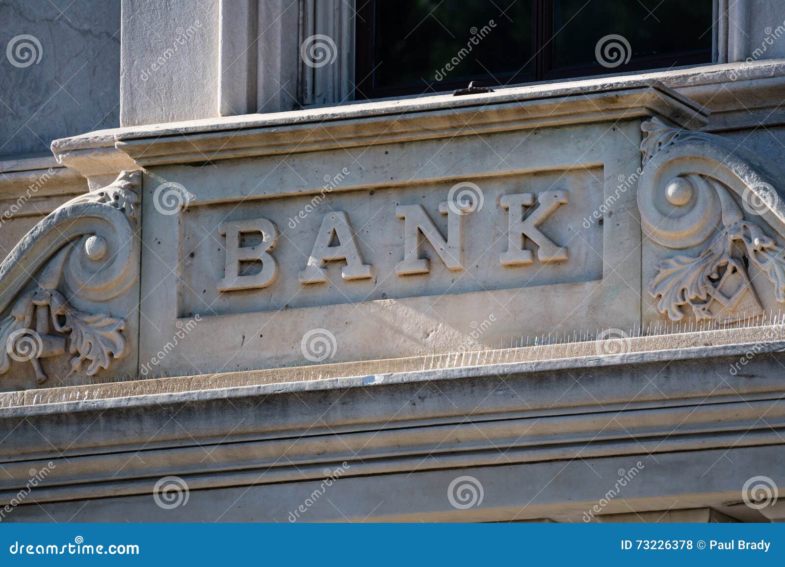 Stone Bank Sign stock photo. Image of finance, stone - 73226378
