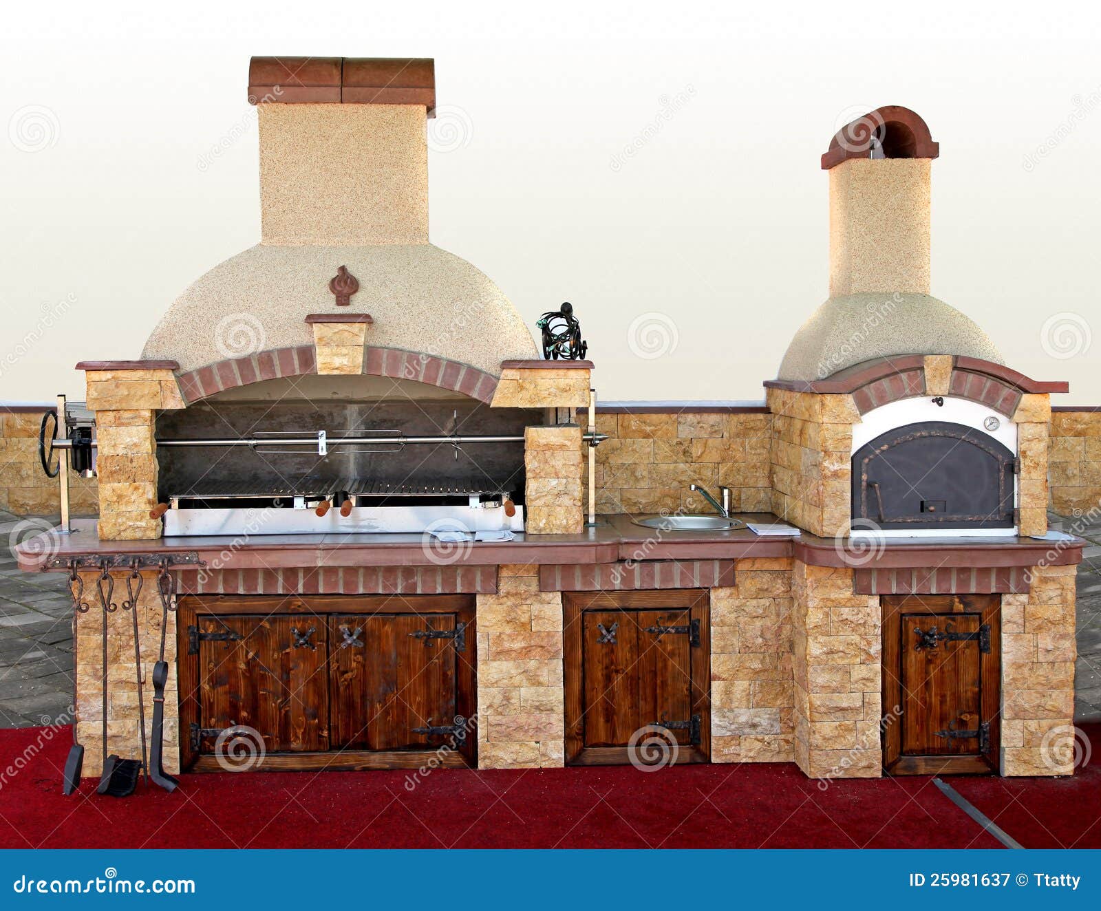 Stone barbecue stock image. Image of wooden, outside - 25981637