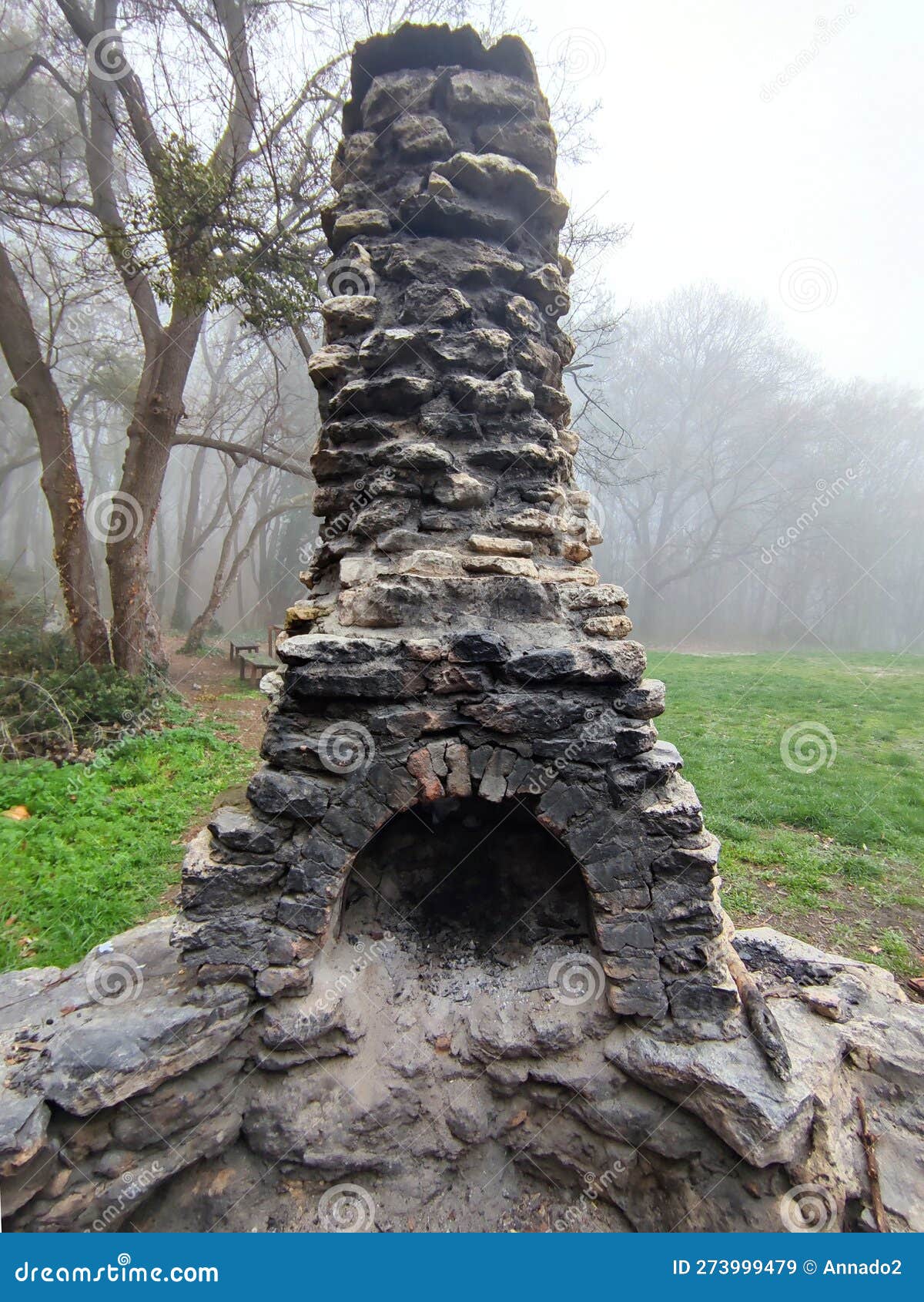 Stone Barbecue Oven in Nature in the Park Stock Image - Image of skewer ...