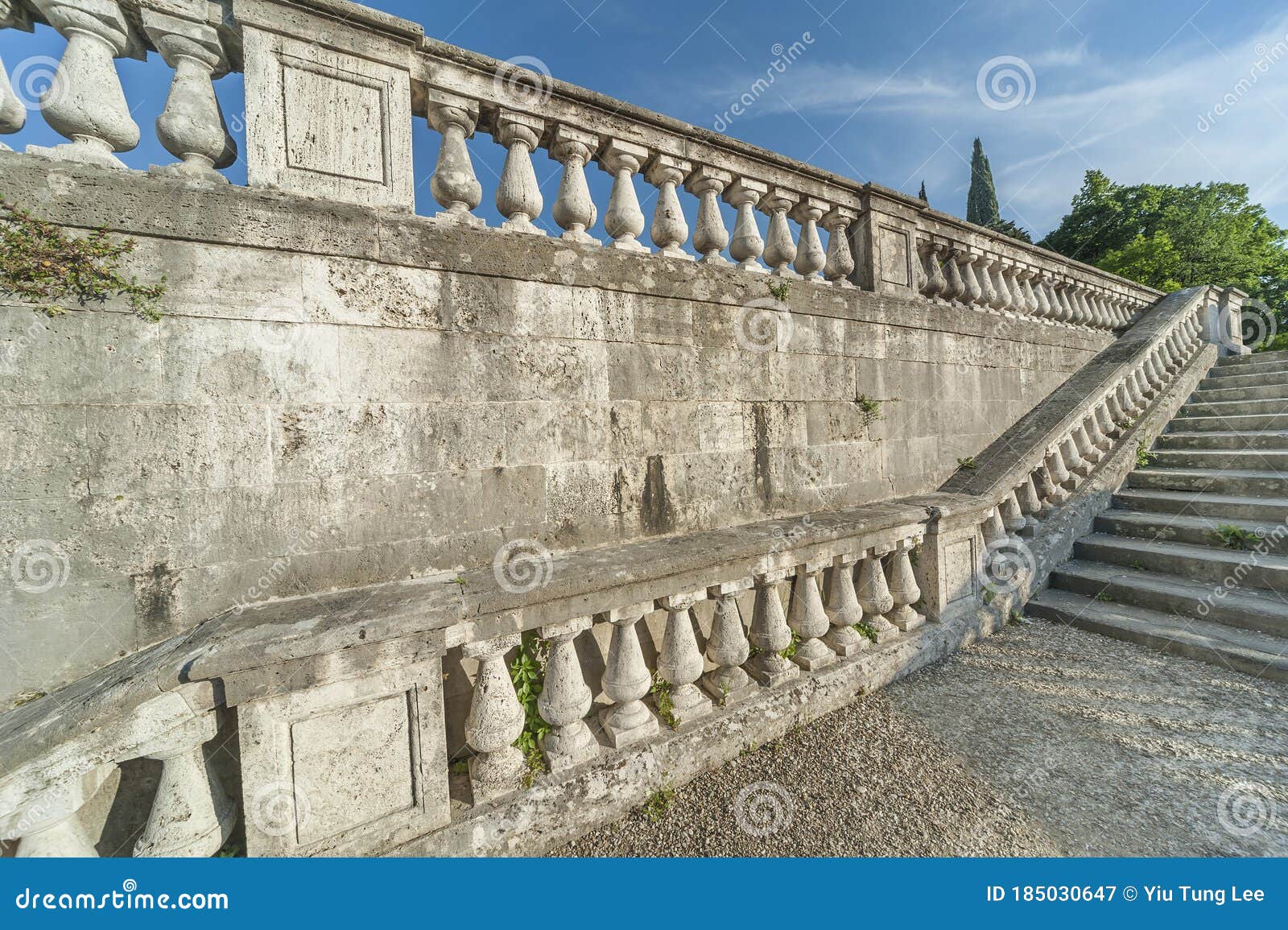 Classic stairway in garden stock image. Image of medieval - 185030647