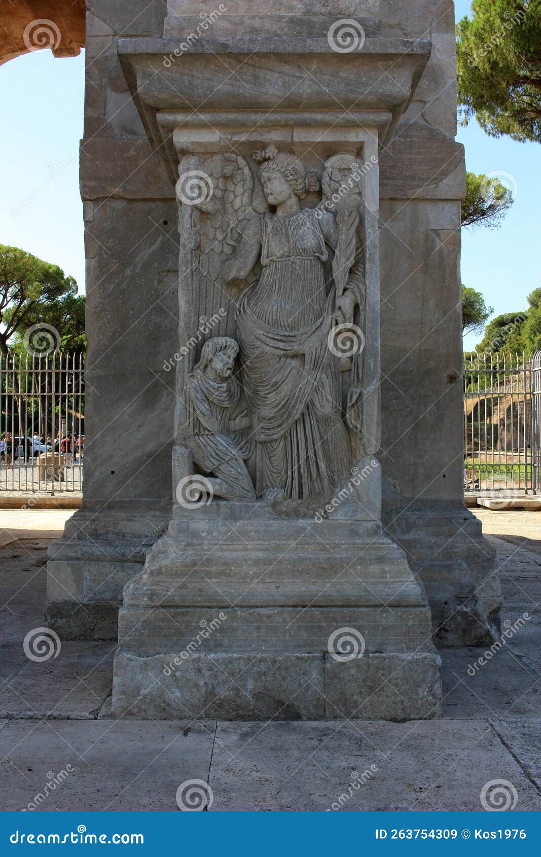 Stone Bas-relief of an Angel on the Gate of Constantine in Rome Stock ...