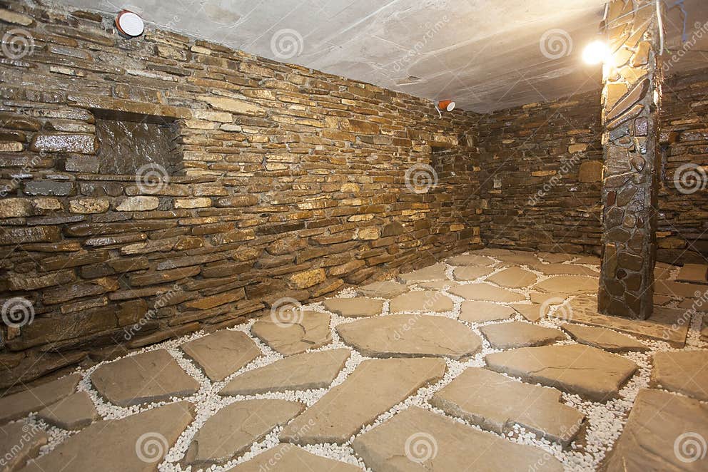 Stone basement in house stock image. Image of cement - 219551465