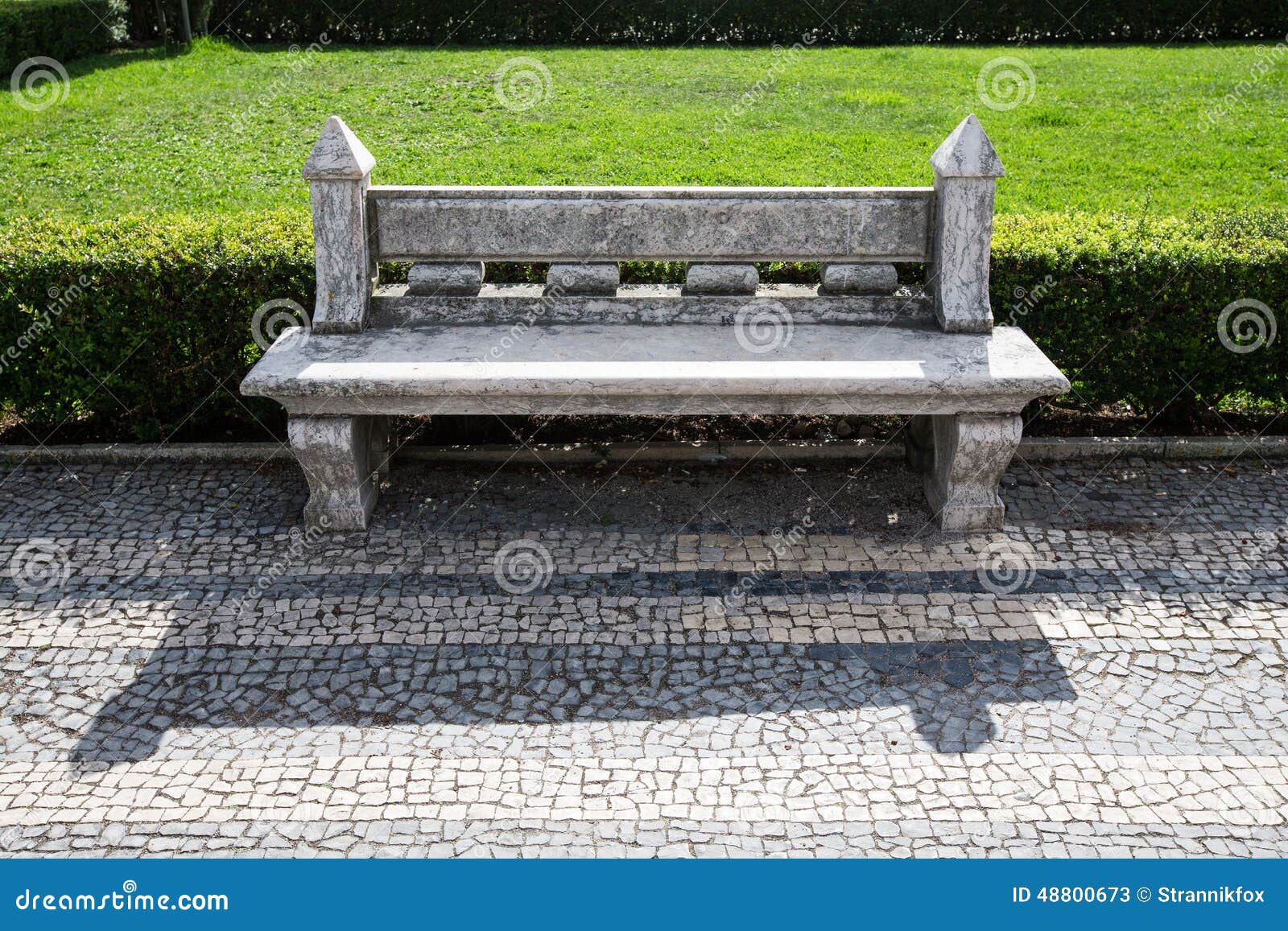 Stone Bench in a City Park. Garden Architecture Stock Image - Image of ...