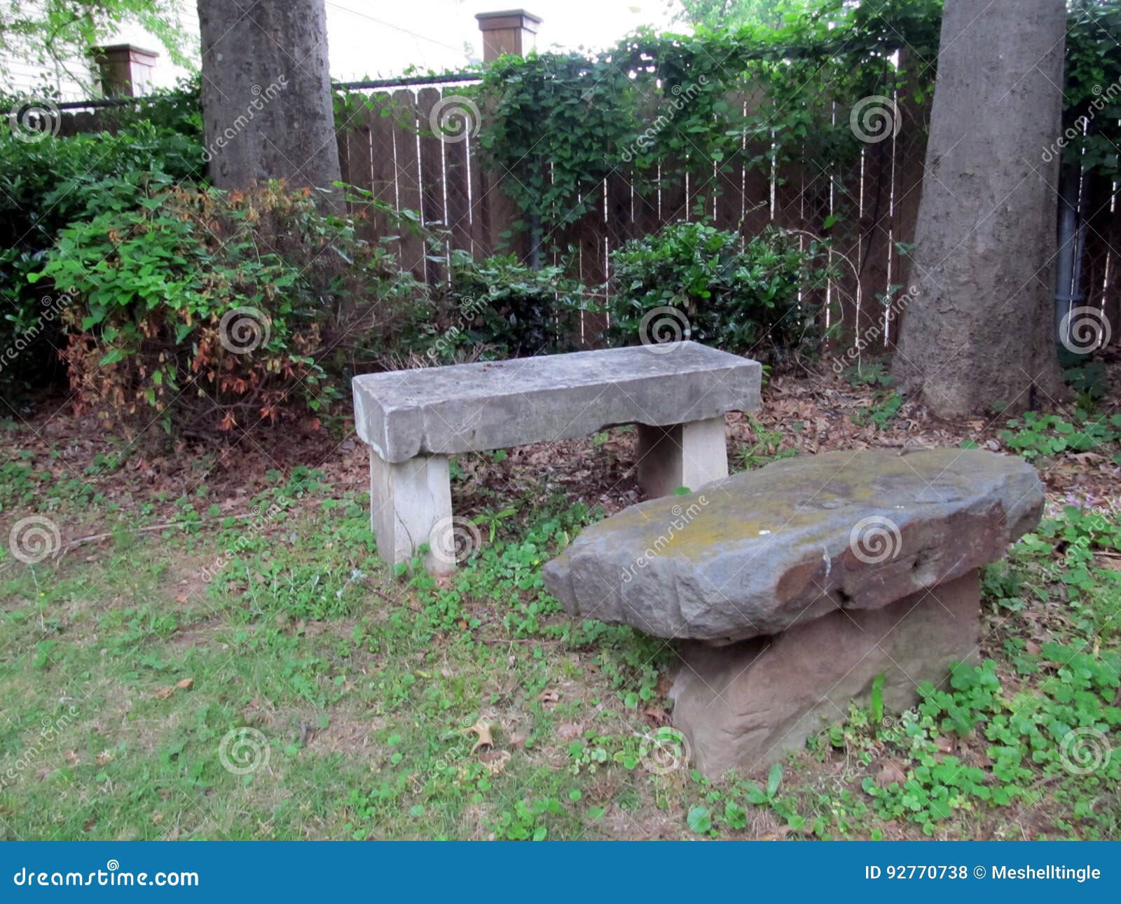 Stone bench garden stock photo. Image of flower, green - 92770738