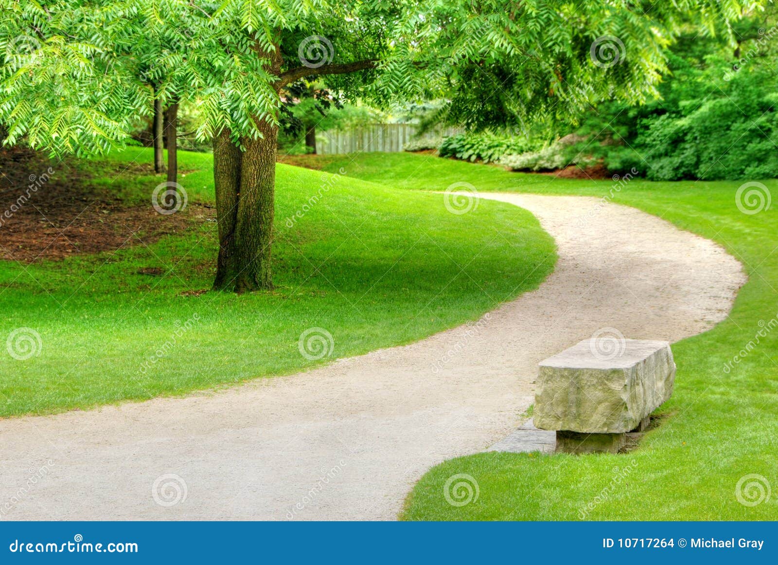Stone Bench on a Gravel Path Stock Photo - Image of greenery, hiking ...