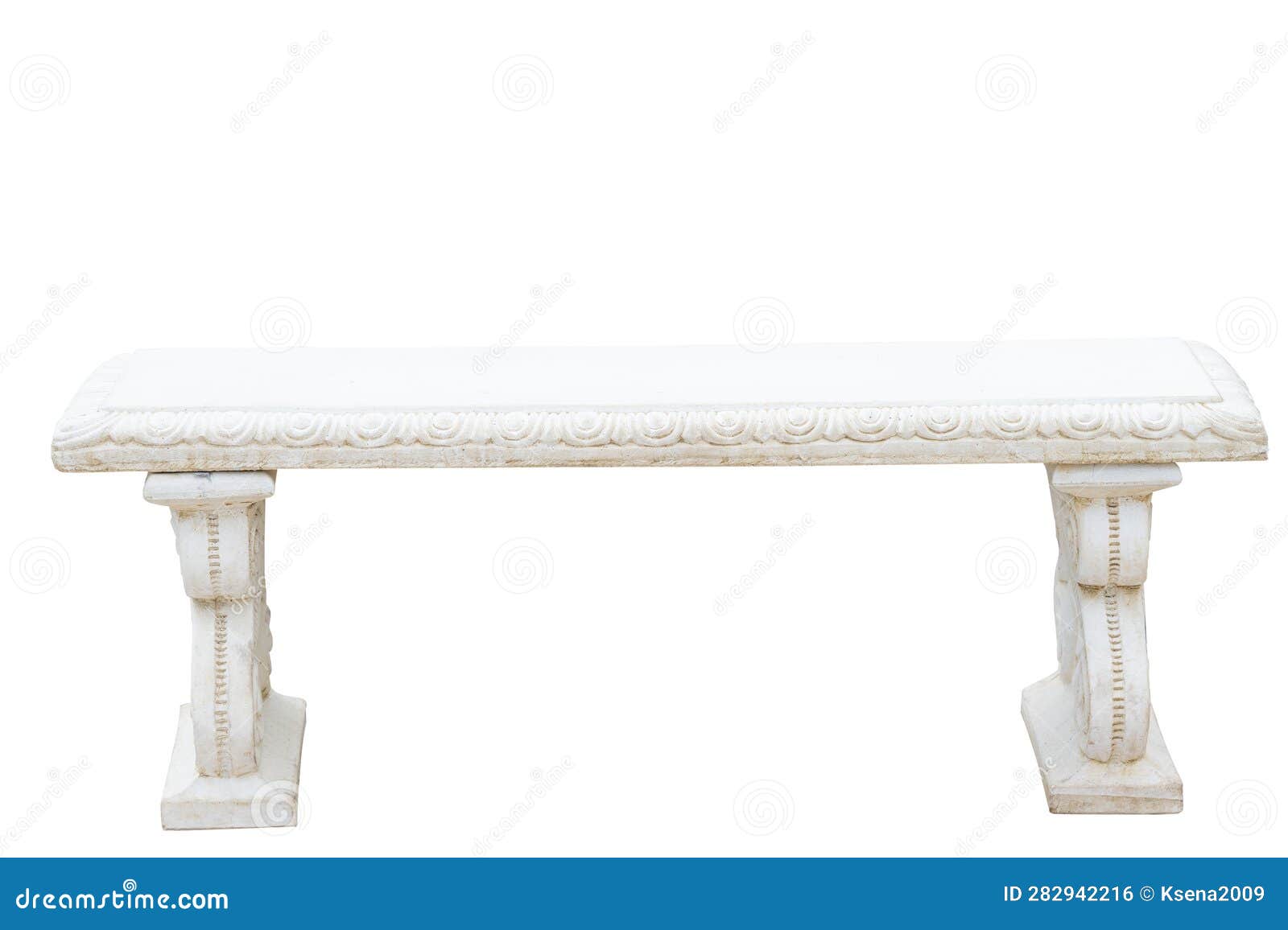 Stone bench isolated stock photo. Image of white, decorative - 282942216