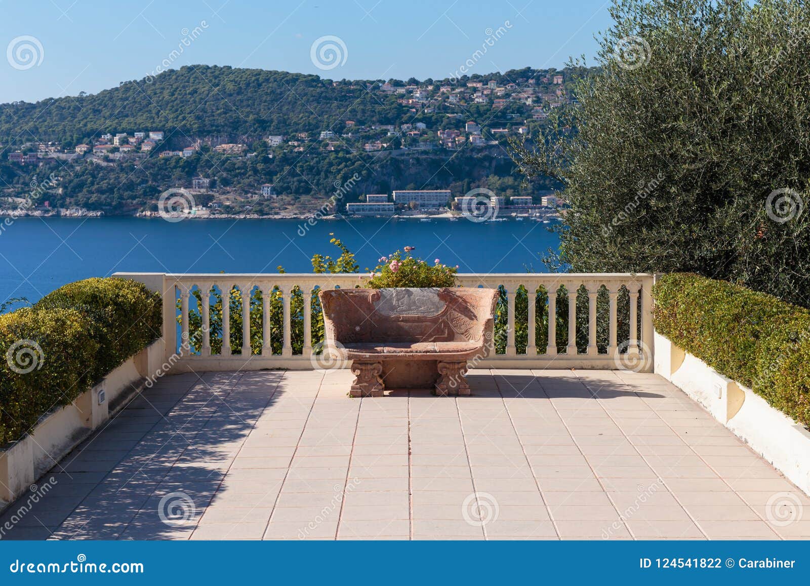 Stone Bench on the Mediterranean Stock Photo - Image of tropical ...
