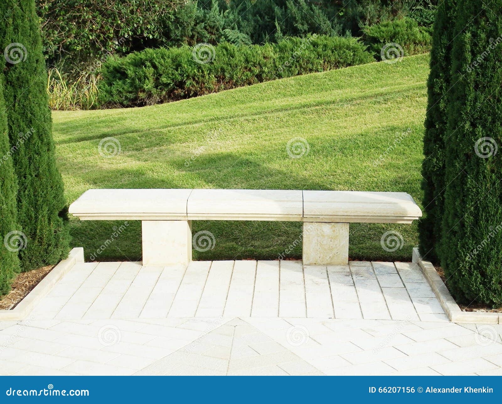 Stone bench in the park stock photo. Image of grass, bench - 66207156