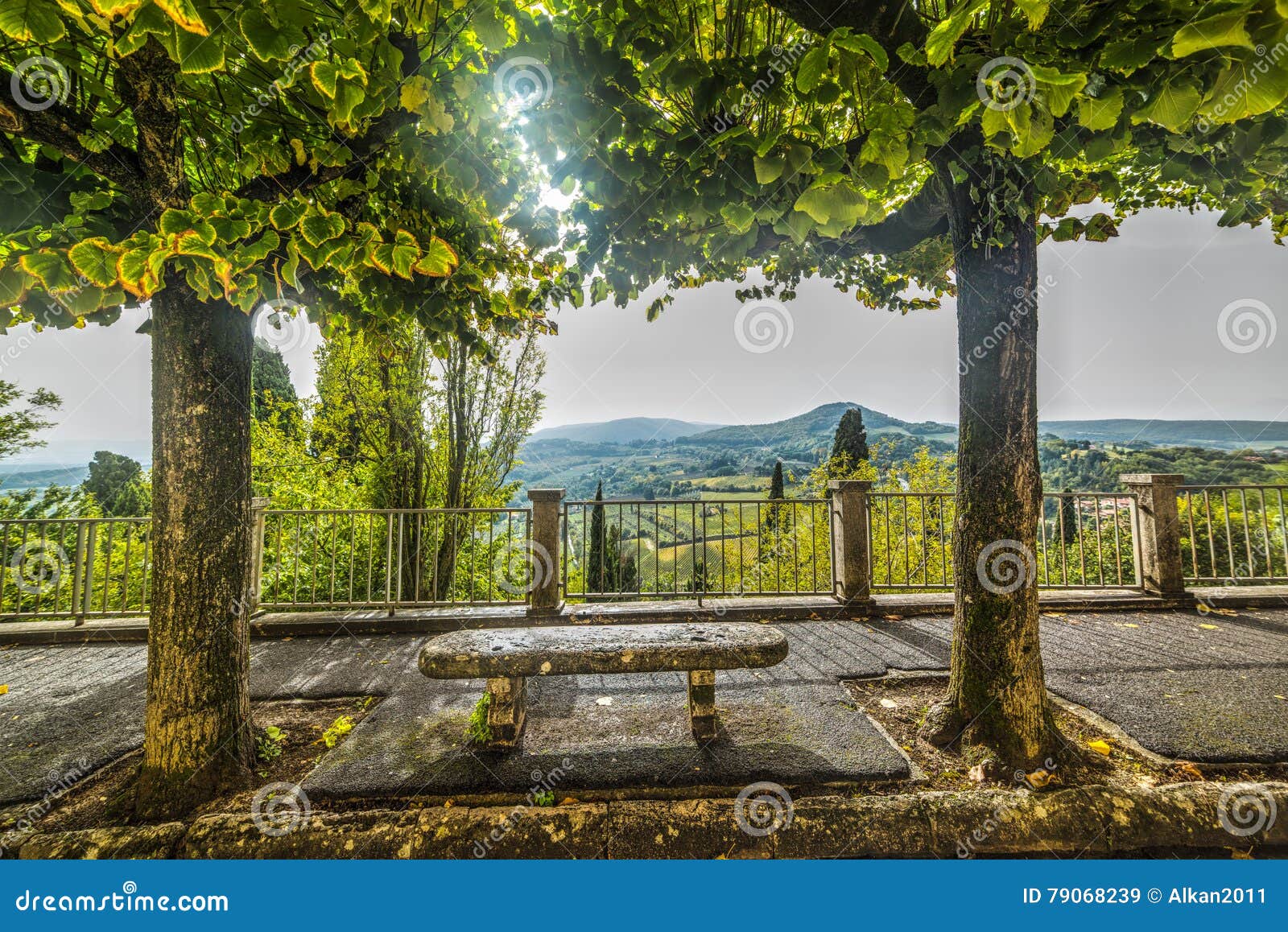 Stone bench in Tuscany stock image. Image of panorama - 79068239