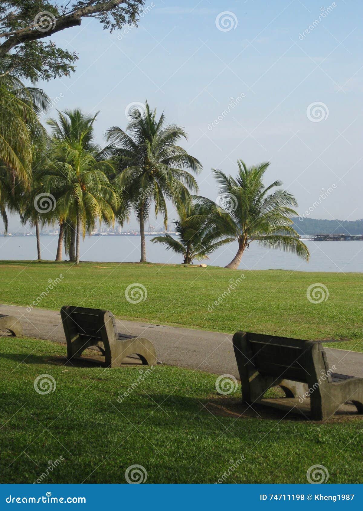 Stone Benches stock photo. Image of seaside, peaceful - 74711198