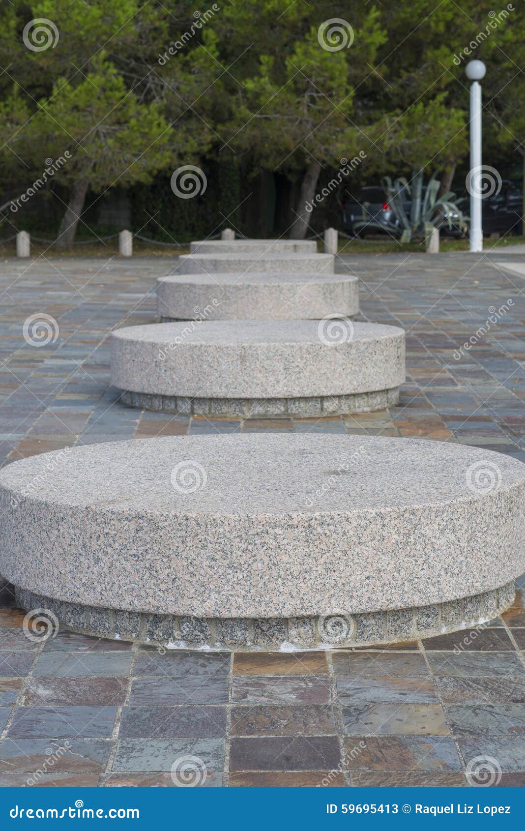 Stone benches. stock image. Image of curved, park, number - 59695413