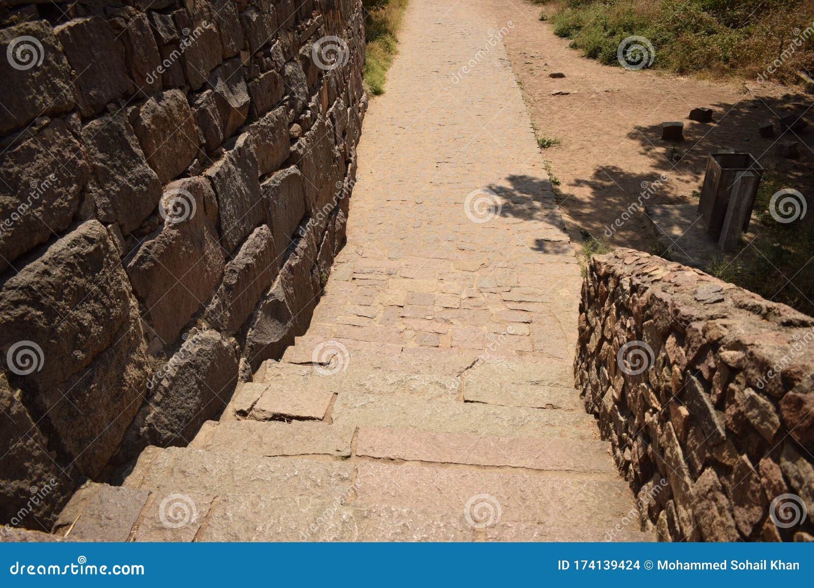 The Stone Block Steps Walk Path in the Fort Stock Photograph Image ...