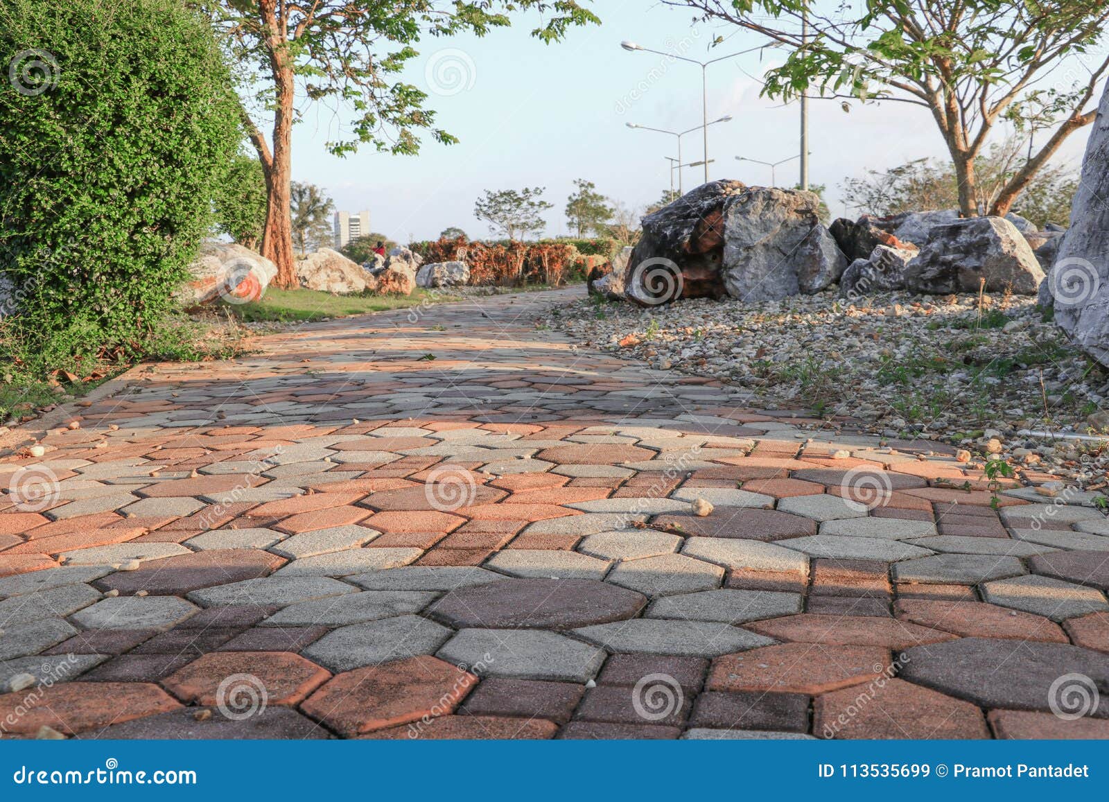 Stone Block Walk Path in the Park Stock Image - Image of design, brick ...