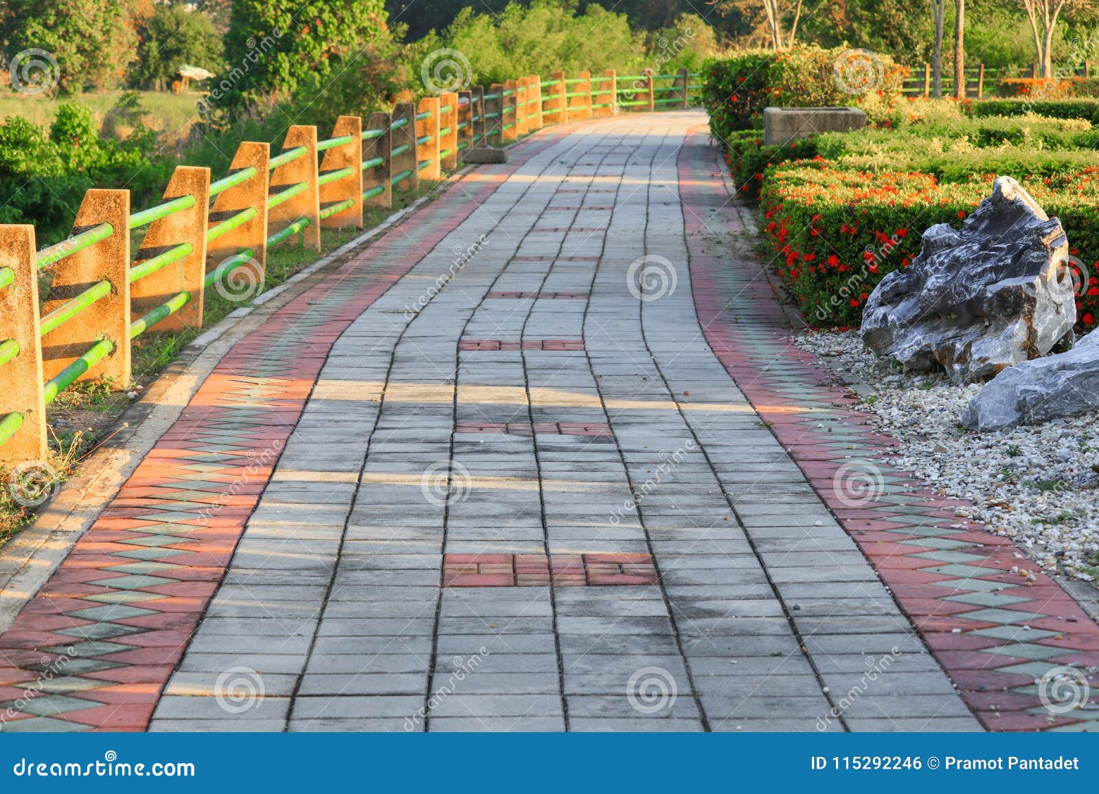 Stone Block Walk Path in the Park Stock Photo - Image of outdoor ...