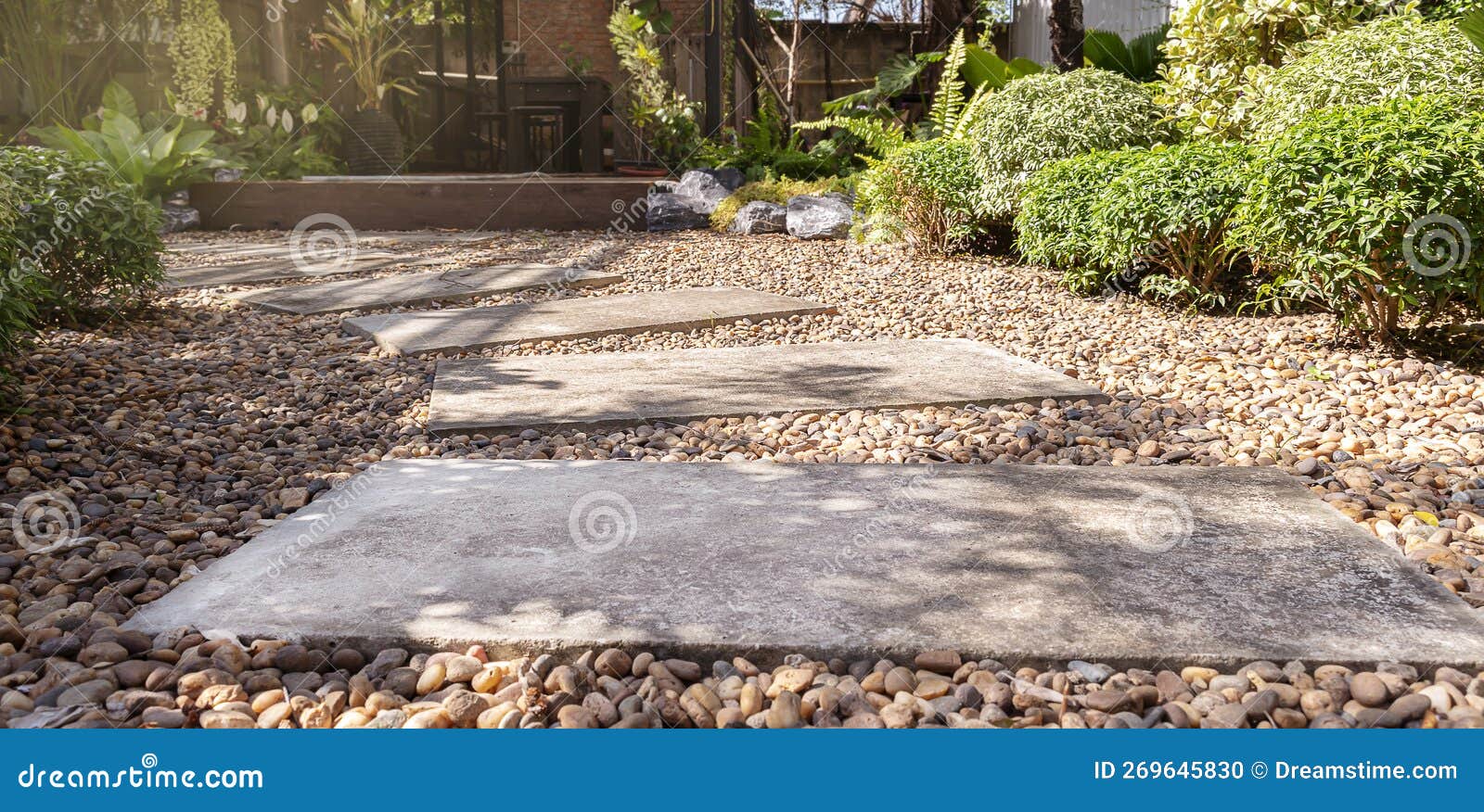 Stone Block Walk Way on Gravel Stone Floor Stock Photo - Image of rough ...