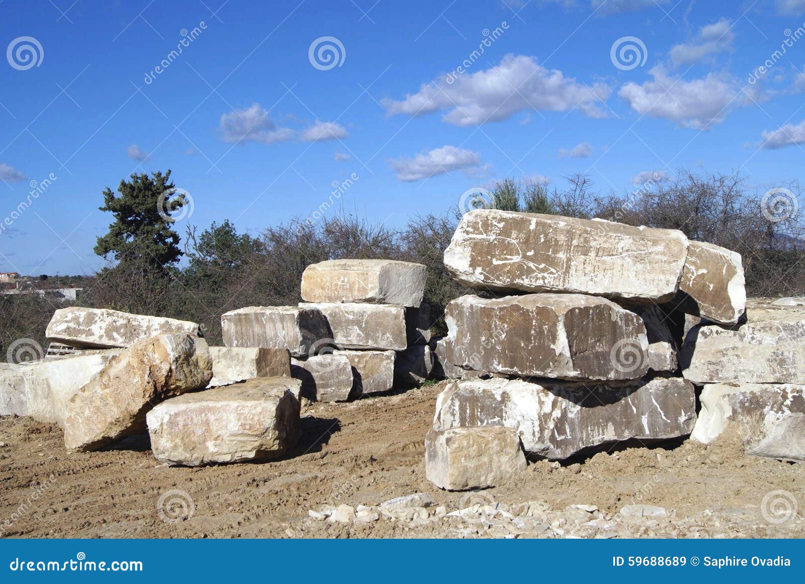 Stone Blocks at a Construction Site Stock Image - Image of stone ...