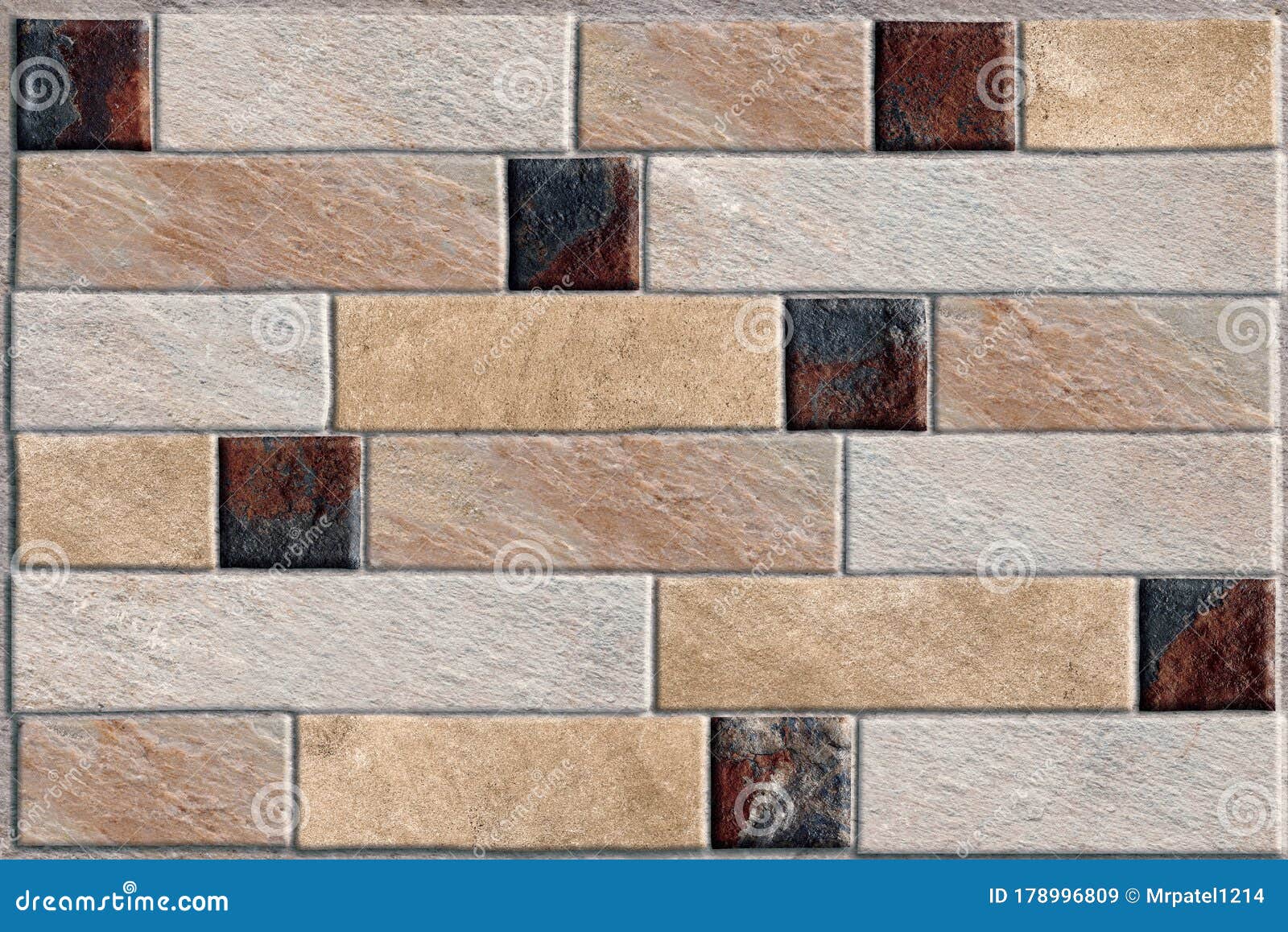 Stone Blocks Decorative Mosaic Shape Shameless Pattern in Wall ...
