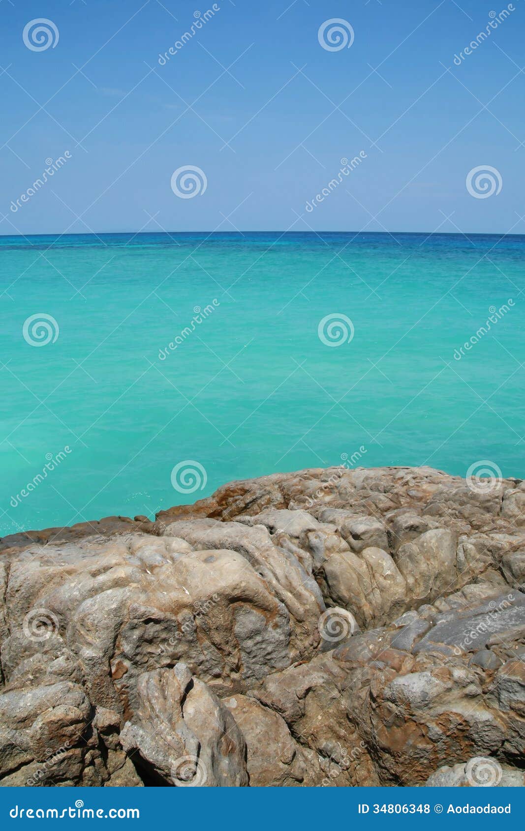 Stone and blue sea stock photo. Image of ocean, romantic - 34806348