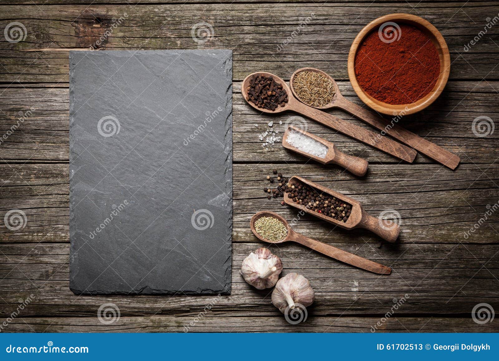 Stone Board with Different Spices Stock Image - Image of background ...
